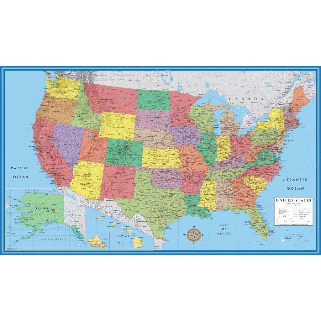 United States Classic Elite Wall Map Poster | SwiftMaps