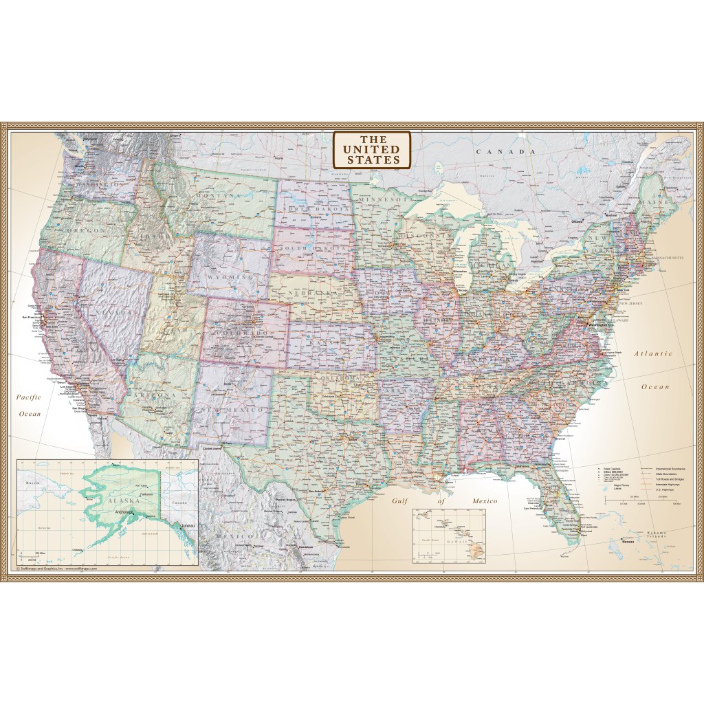 United States Executive Wall Map Poster | SwiftMaps