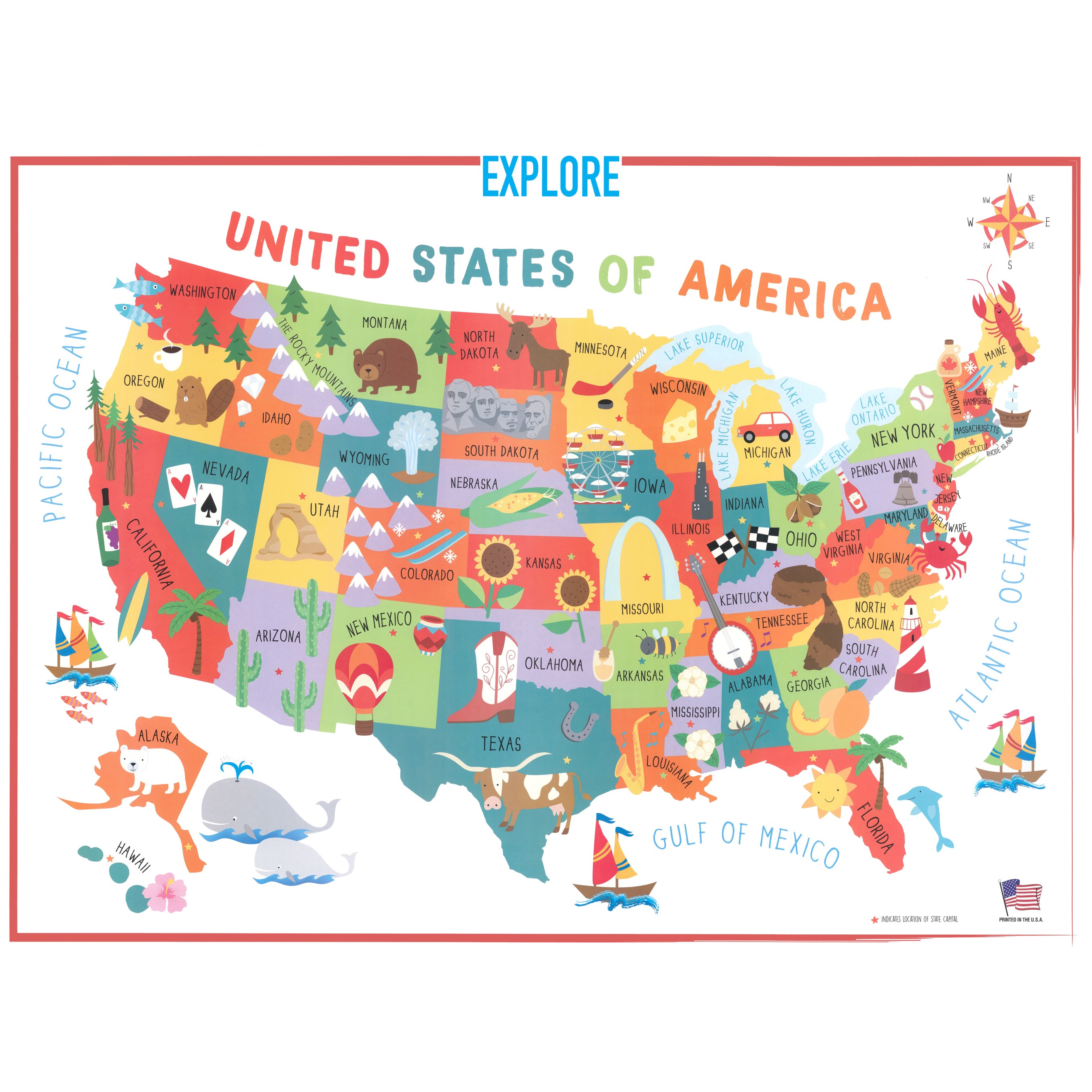 Illustrated Kids United States Map Swiftmaps Online Maps Store